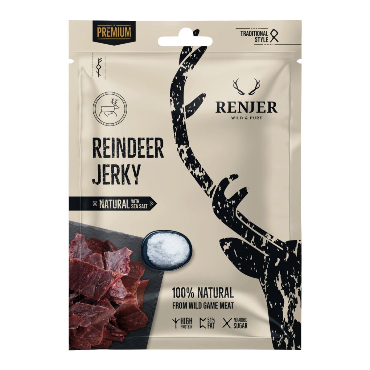 Suszone mięso renifera Reindeer Jerky - Renjer | GymBeam.pl
